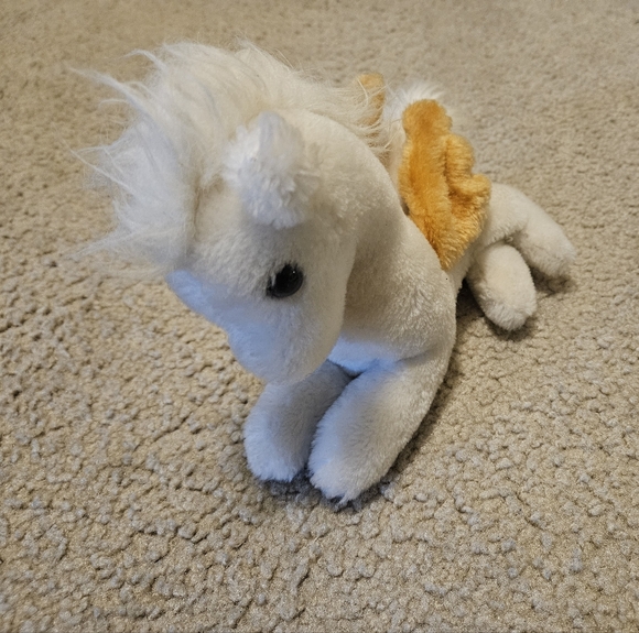 Dakin | Toys | Rare Vintage Dakin Co Pegasus Flying Horse White Gold Wings Plush Used | Poshmark